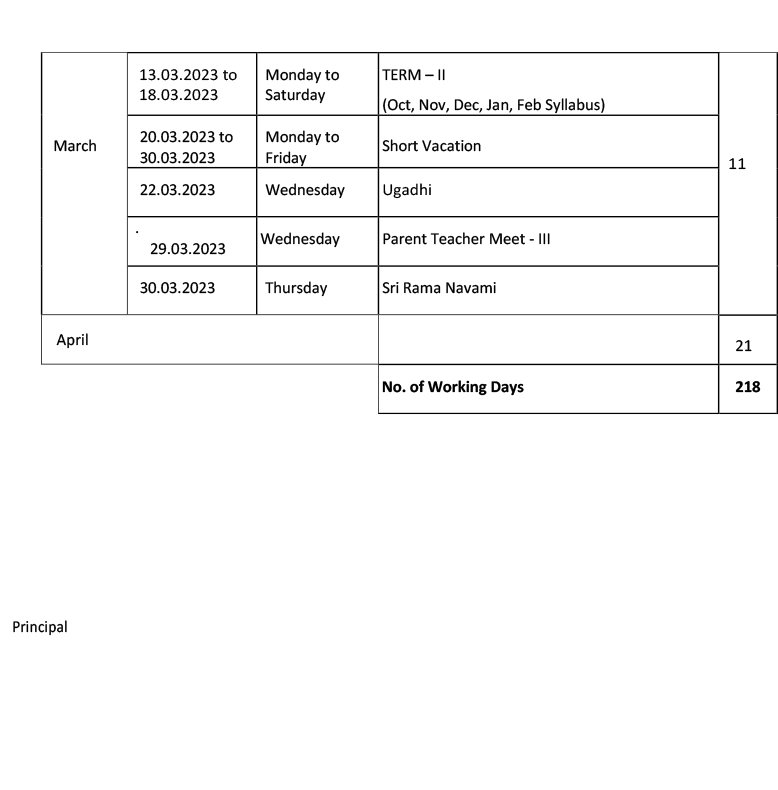 Academic Calendar – Kumar School